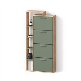 SCHUHKIPPER Ortello Goldkraft Eiche/Gr&uuml;n 80 x 166.1 cm mit 4 F&auml;chern