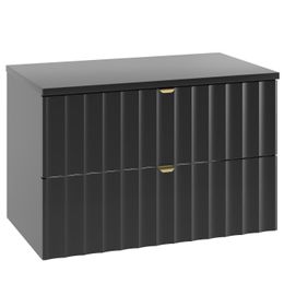 Badplaats WASCHBECKENUNTERSCHRANK Azore 2 Schubladen Schwarz Matt - 80 x 46 x 52 cm