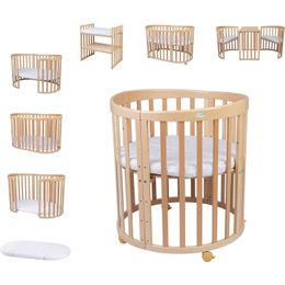BABYBETT NATUR OVAL 7in1 mit Matratze