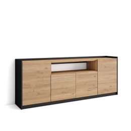 SIDEBOARD, Highboard, Eiche Schwarz, 207/37/80cm