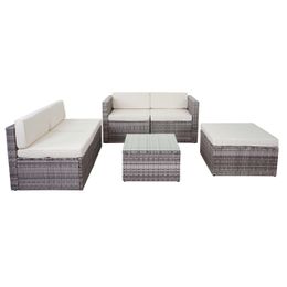 MCW POLY-RATTAN-GARNITUR Grau, Cremewei&szlig;