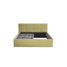 Halmon Schlafkomfort Betten POLSTERBETT Athena Gelb-Gold 100 x 200 x 40 cm Stauraum ohne hydraulische Funktion Mit hochwertiger Matratze H3 (bis 120 kg) und Lattenrost