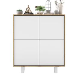 KOMMODE Apollo 4D Wotan Eiche / Wei&szlig; matt 113 cm mit Metallf&uuml;&szlig;en