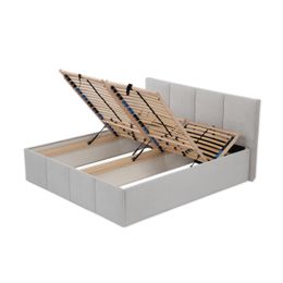 Halmon Schlafkomfort Betten POLSTERBETT Dalas Grau 180 x 200 x 40 cm Bettkasten Mit hochwertiger Matratze H3 (bis 120 kg) und Lattenrost