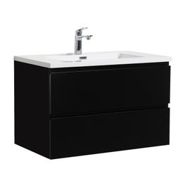 Badplaats WASCHTISCHKOMBI Angela 2 Teile - Schwarz Matt - 80 x 48 x 52 cm