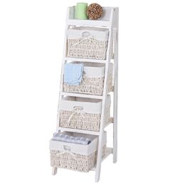 MCW LEITERREGAL FRANCA SHABBY-LOOK 4 K&Ouml;RBE Reinwei&szlig;