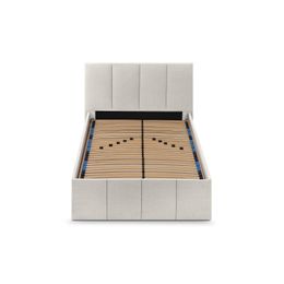 Halmon Schlafkomfort Betten POLSTERBETT Dalas Beige 140 x 200 x 40 cm Stauraum Mit hochwertiger Matratze H3 (bis 120 kg) und Lattenrost