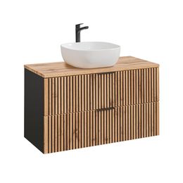 WASCHTISCH 100.6cm Gaia Holz in Eichenoptik und Schwarz