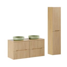 BADM&Ouml;BEL 120.6cm Isaline 2er-Set Helle Eiche