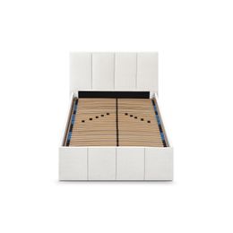 Halmon Schlafkomfort Betten POLSTERBETT Dalas Wei&szlig; 140 x 200 x 40 cm Stauraum Mit hochwertiger Matratze H3 (bis 120 kg) und Lattenrost