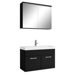 Badplaats BADM&Ouml;BEL-SET Paso 3 Teile Schwarz Matt - 80 x 35 x 55 cm