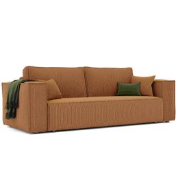 SOFA mit Schlaffunktion und Bettkasten, Senfgelb