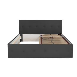 Halmon Schlafkomfort Betten POLSTERBETT Atalanta Schwarz 160 x 200 x 40 cm Mit Hochwertiger Matratze H3 (bis 120 kg) und Lattenrost