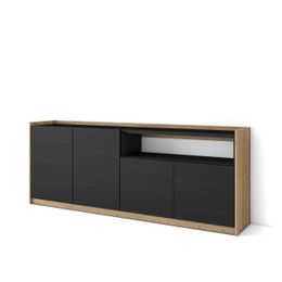 SIDEBOARD, Highboard, Schwarz Eiche, 207/37/80cm