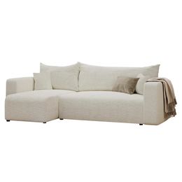 ECKSOFA Beige Webstoff mit Bettkasten