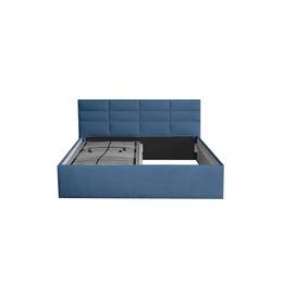 Halmon Schlafkomfort Betten POLSTERBETT Athena Blau 200 x 200 x 32 cm Stauraum ohne hydraulische Funktion Mit hochwertiger Matratze H3 (bis 120 kg) und Lattenrost