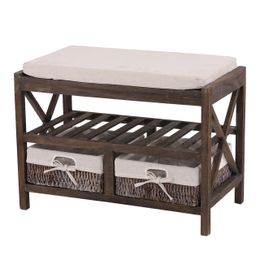 MCW SCHUHREGAL SITZBANK Braun, Cremewei&szlig;