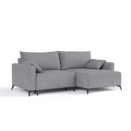 ECKSOFA NUVIO mit Schlaffunktion Grau im Neve Stoff