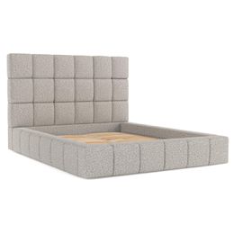 POLSTERBETT Skiathos mit Stauraum 200/200 cm Grau im Bubble Stoff