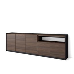SIDEBOARD, Highboard, Dunkler Eiche und Schwarz, 260/37/80cm