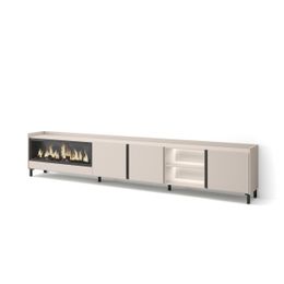 LOWBOARD, Beige, 315/35/61cm, Kamin mit Feuereffekt XXL