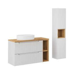 BADM&Ouml;BEL 100.4cm Riva 2er-Set Wei&szlig; und Holz