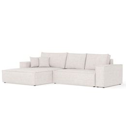 ECKSOFA TAURI mit Schlaffunktion Hellbeige im Neve Stoff