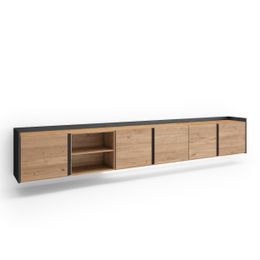 LOWBOARD, Eiche und Schwarz, 309/35/50cm, H&auml;ngend