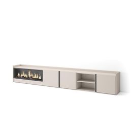 LOWBOARD, Beige, 315/35/50cm, Kamin mit Feuereffekt XXL
