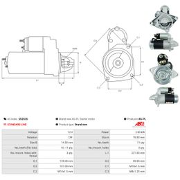 AS-PL Starter s5253s f&uuml;r Opel Mercedes MITSUBISHI NISSAN RENAULT GM