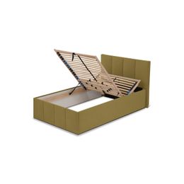 Halmon Schlafkomfort Betten POLSTERBETT Dalas Avocado 100 x 200 x 40 cm Bettkasten Mit hochwertiger Matratze H3 (bis 120 kg) und Lattenrost