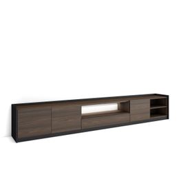 LOWBOARD, Dunkler Eiche und Schwarz, 310/37/50cm, mit Led