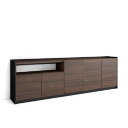 SIDEBOARD, Highboard, Dunkler Eiche und Schwarz, 260/37/80cm