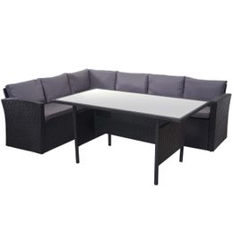 MCW POLY-RATTAN-GARNITUR Schwarz 1 Eckbank, 1 Tisch-Set