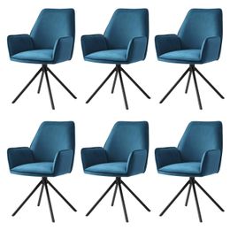 MCW ESSZIMMERSTUHL T&uuml;rkis, Schwarz 6er-Set