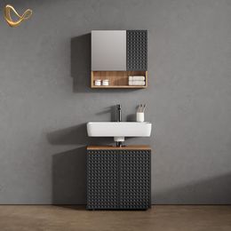 BADM&Ouml;BEL-SET Ronco Anthrazit gepunktet 2 Teile, Unterschrank 60 cm
