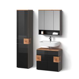 BADM&Ouml;BEL-SET Tanaro Anthrazit 3 Teile, mit Hochschrank