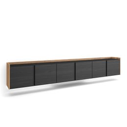 LOWBOARD, Schwarz und Eiche, 309/35/50cm, H&auml;ngend