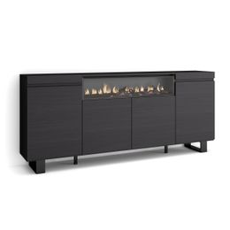 SIDEBOARD Elektrokamin, schwarz, 200/35/87cm