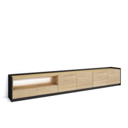 LOWBOARD, Eiche und Schwarz, 310/37/50cm, mit Led