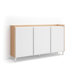 SIDEBOARD, Wei&szlig; und Eiche, 156/35/91cm, mit Beinen