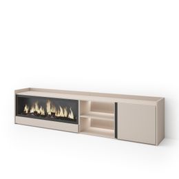 LOWBOARD, Beige, 212/35/50cm, Kamin mit Feuereffekt XXL