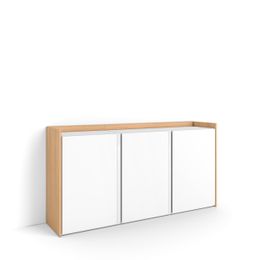 SIDEBOARD, Wei&szlig; und Eiche, 156/35/80cm