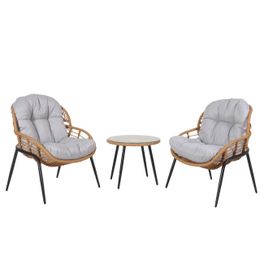 MCW POLY-RATTAN GARNITUR Braun, Hellgrau
