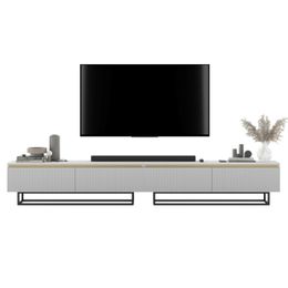 TV-LOWBOARD 2-er Set Selene Wei&szlig; Matt mit Metallrahmen 140 cm