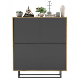 KOMMODE Apollo 4D Wotan Eiche / Graphit matt 113 cm mit Metallrahmen