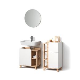 BADM&Ouml;BEL-SET Marano Sonoma/Wei&szlig; 3 Teile, mit Midischrank