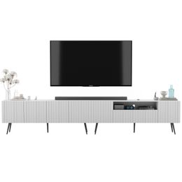 TV-LOWBOARD 2er-Set Elpis2 Wei&szlig; matt mit schwarzen Metallbeinen150 cm