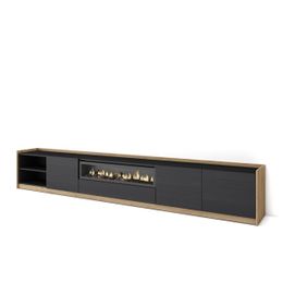 LOWBOARD, Schwarz Eiche, Elektrokamin, 310/37/50cm