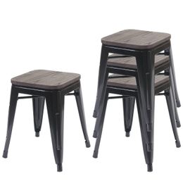 MCW HOCKER HOLZ-SITZFL&Auml;CHE Schwarz 4er-Set